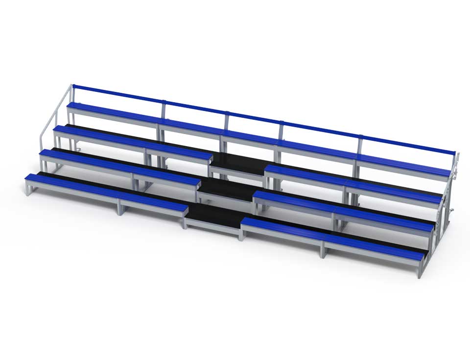 Gradins emboîtables mobiles 4 rangs - 62 spectateurs